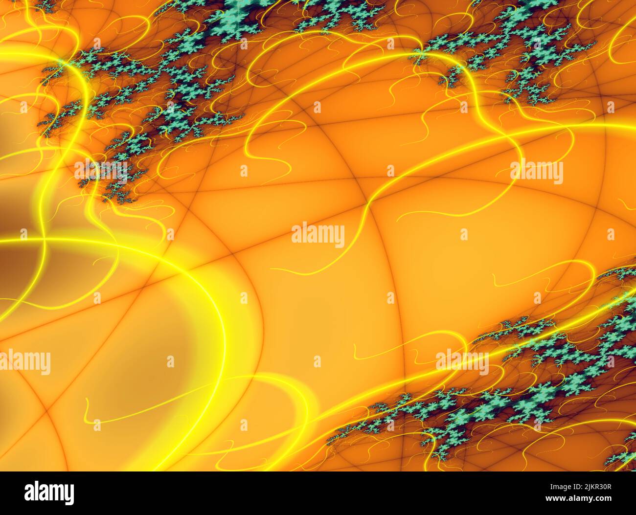 yellow-orange abstract background of bright lines and color spots ...