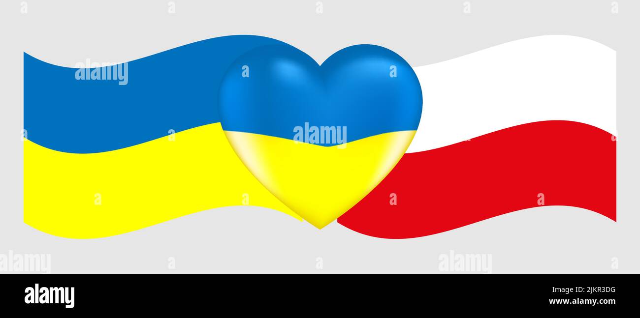 Vector drawing volume heart in the colors of the Ukrainian flag and ...