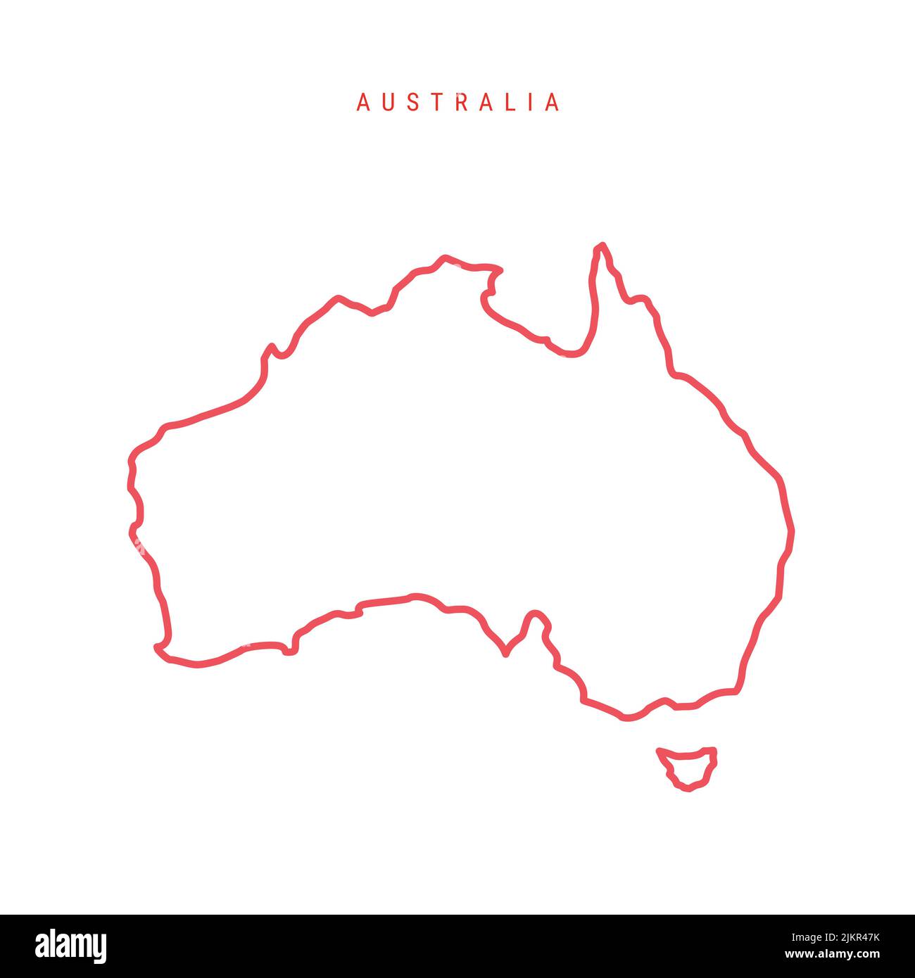 Australia editable outline map. Australian red border. Country name ...