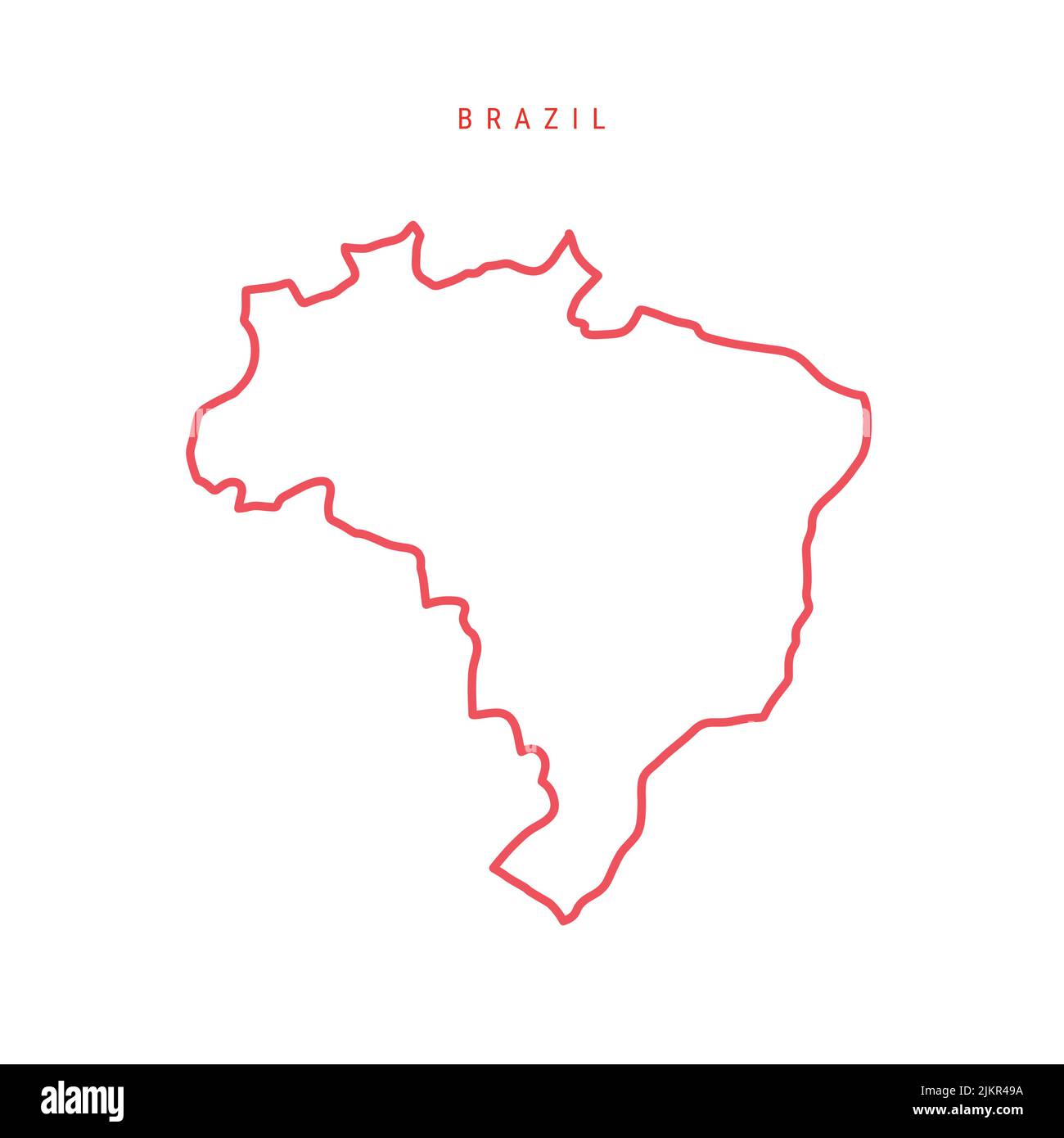 Brazil editable outline map. Brazilian red border. Country name. Adjust ...