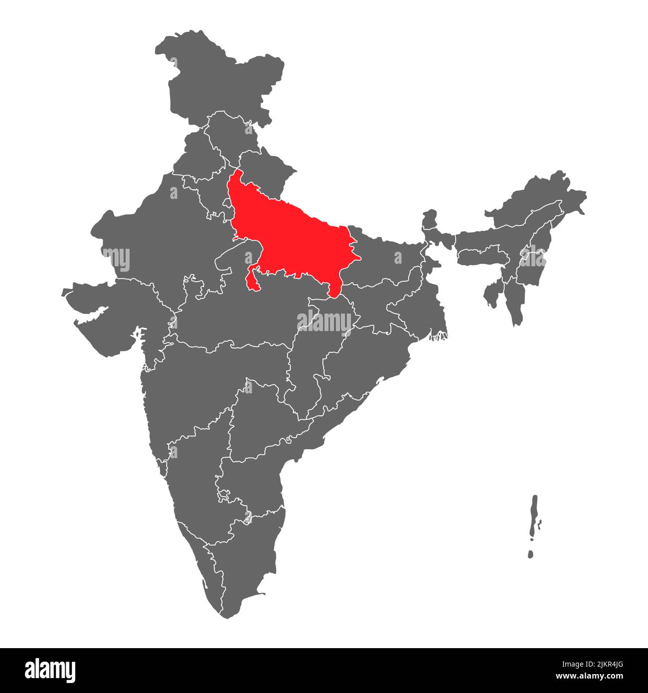 India map graphic, travel geography icon, indian region UTTAR PRADESH ...