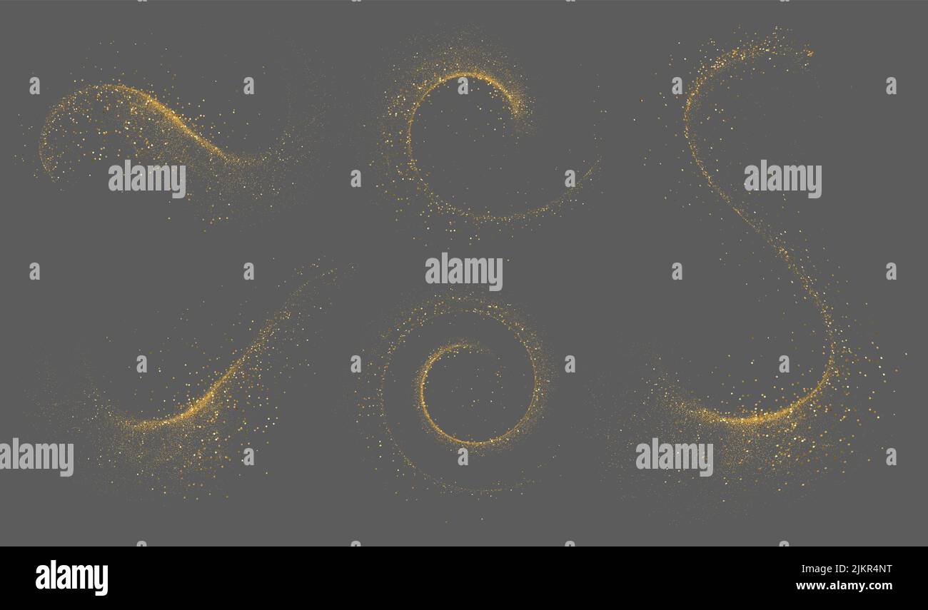 Set of Abstract shiny gold glitter design element Stock Vector Image ...
