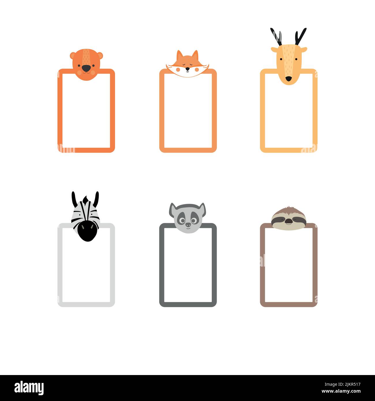 Set of vector frames with animals. Children photo frame animal, vector ...