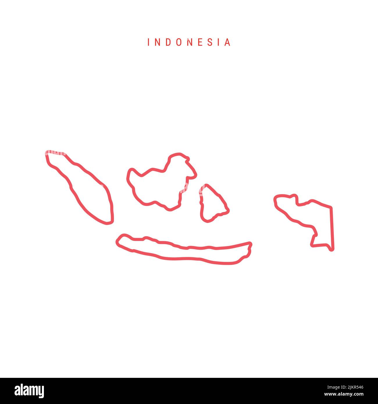 Indonesia editable outline map. Indonesian red border. Country name ...