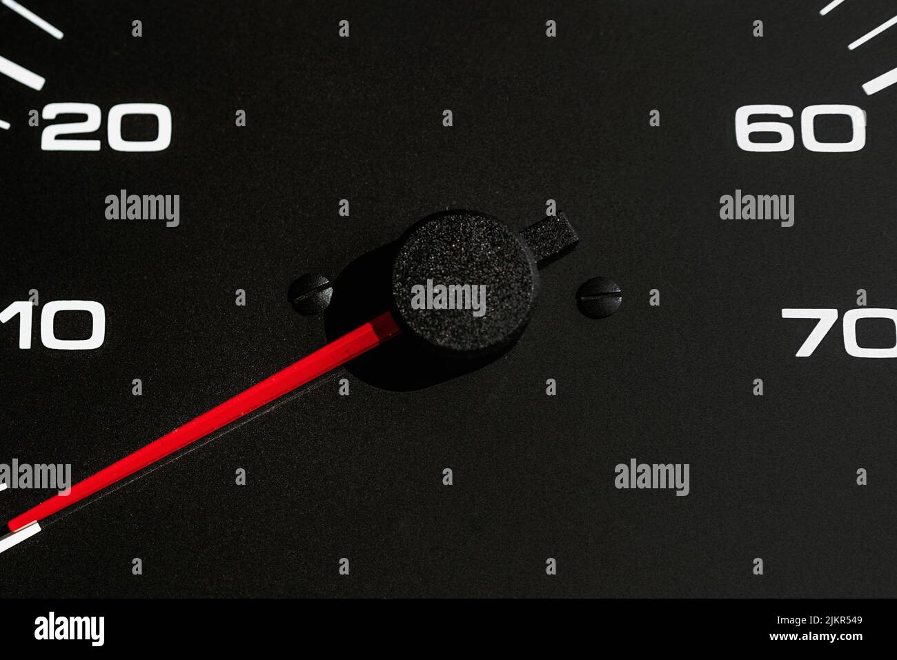 Black Car speedometer,dashboard.Red Arrow of odometer,tachometer.Close ...