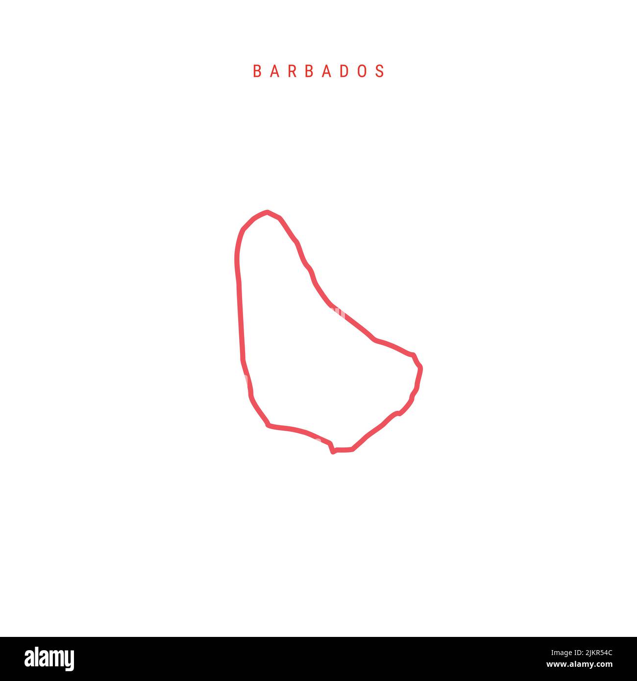 Barbados editable outline map. Barbadian red border. Country name ...