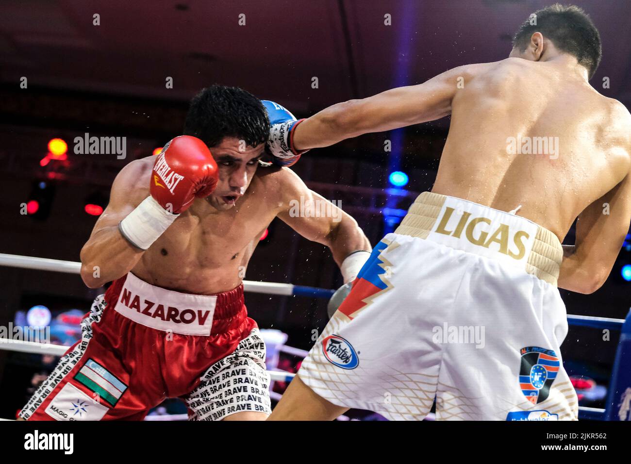 Ho Tram, Vietnam - July 30th 2022: Nazarov Olimjon vs Bienvenido Ligas, WBO flyweight title bout ...