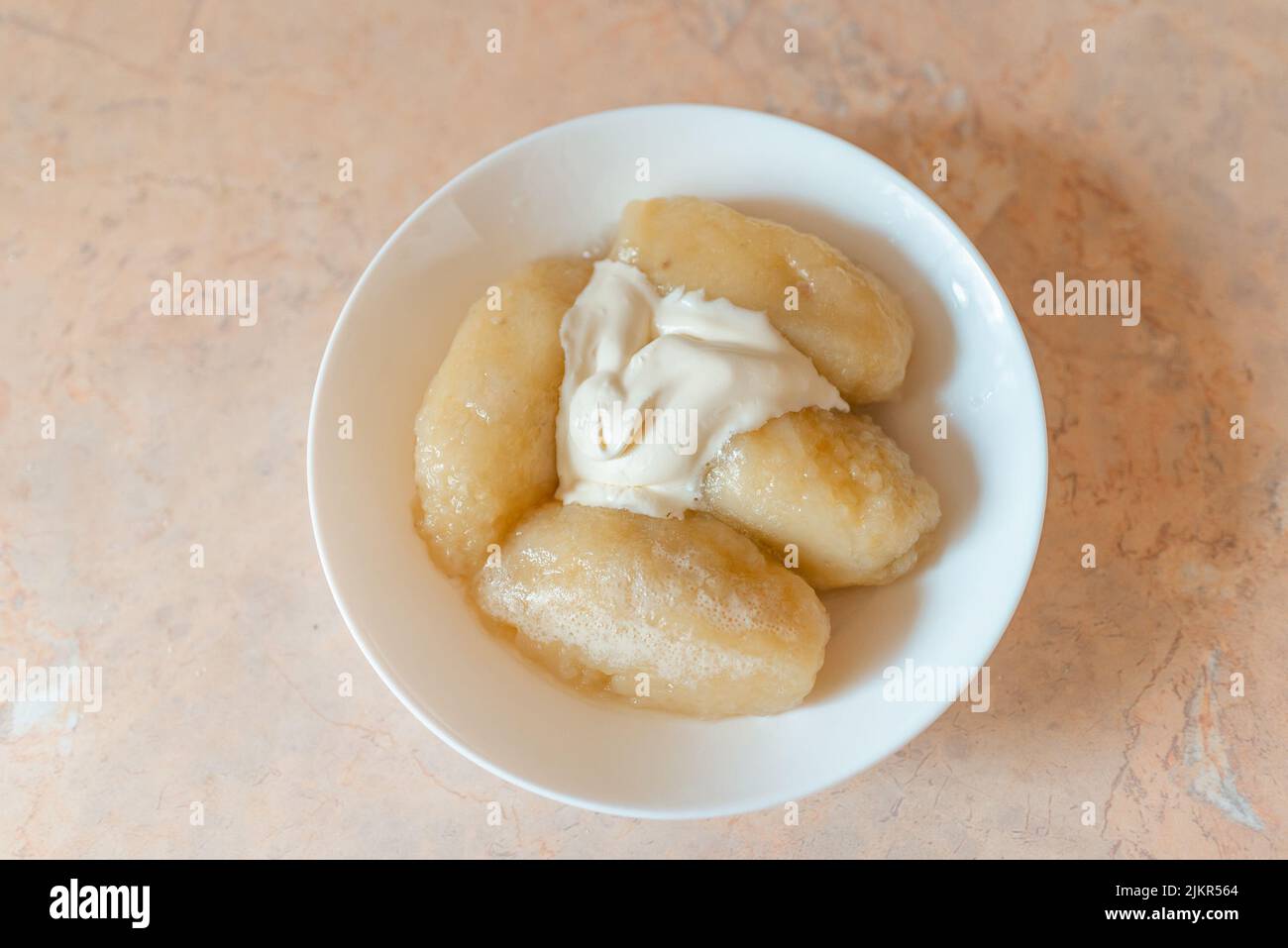 Traditional Lithuanian dish meal cuisine, stuffed meat potato dumpling ...