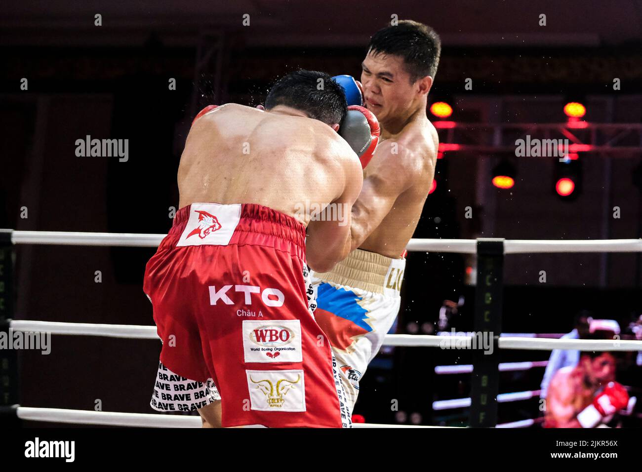 Ho Tram, Vietnam - July 30th 2022: Nazarov Olimjon vs Bienvenido Ligas, WBO flyweight title bout ...