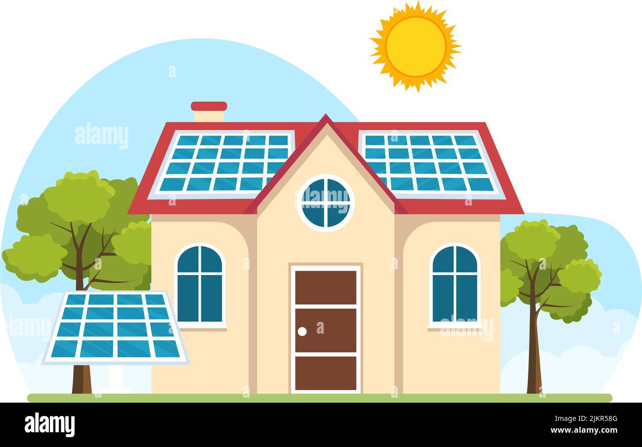Cartoon illustration energy solar panel Stock Vector Images - Alamy