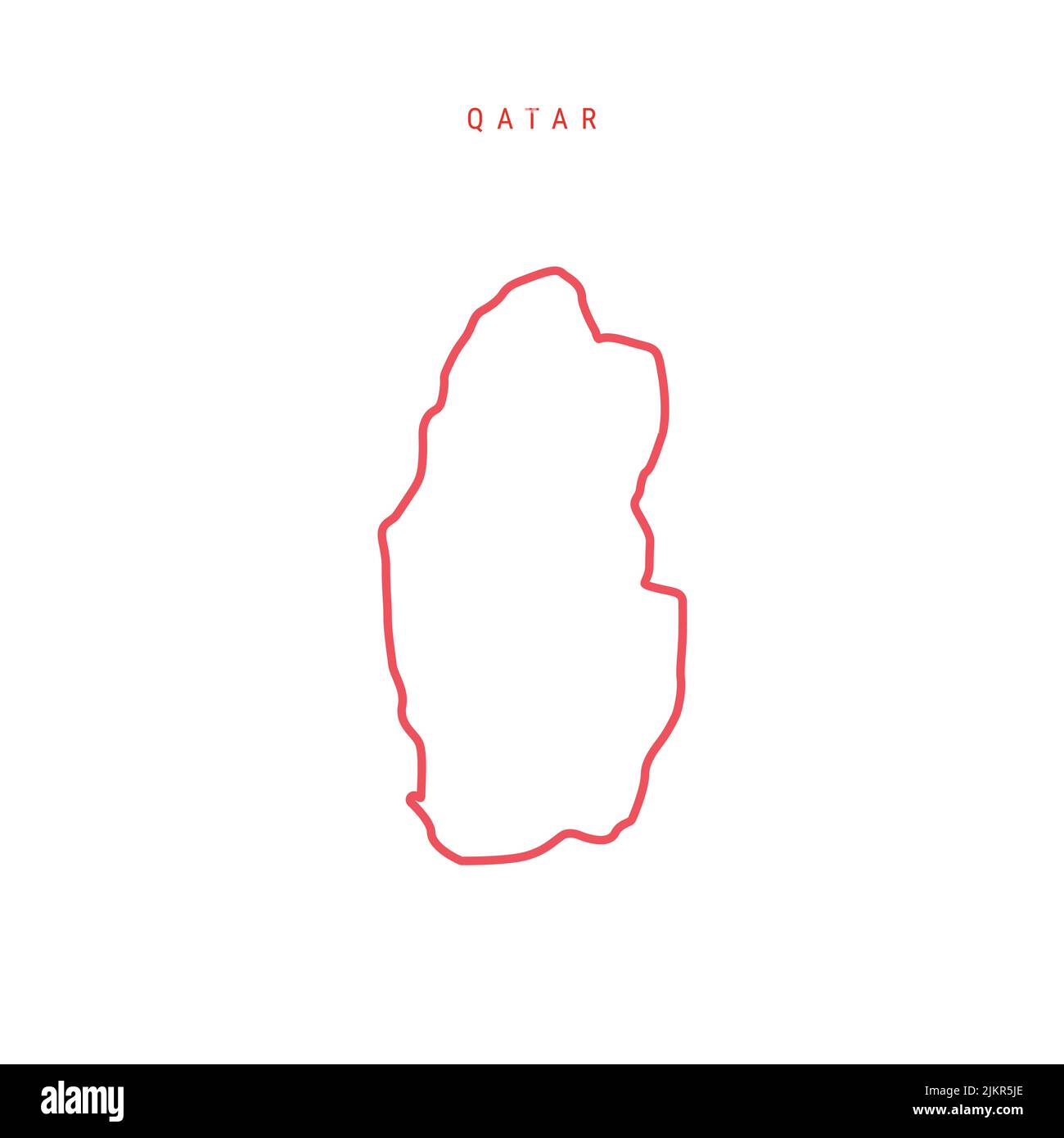 Qatar editable outline map. Qatari red border. Country name. Adjust ...