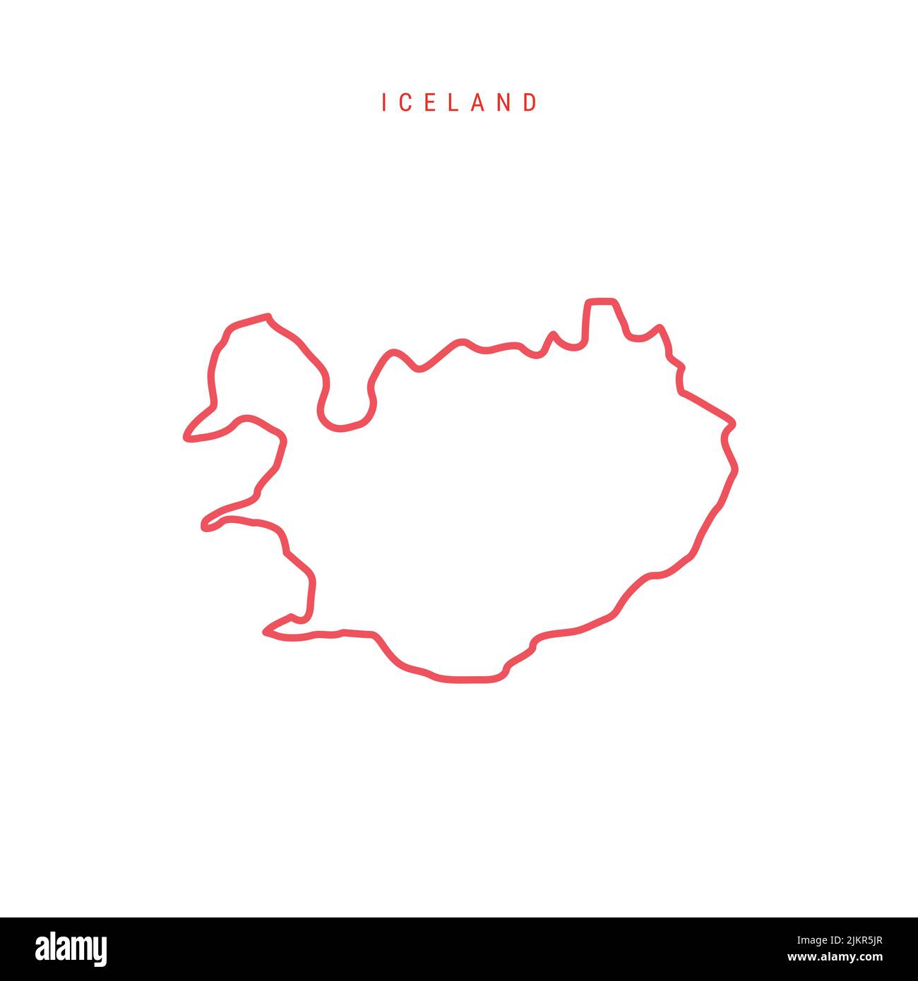 Iceland editable outline map. Icelandic red border. Country name ...