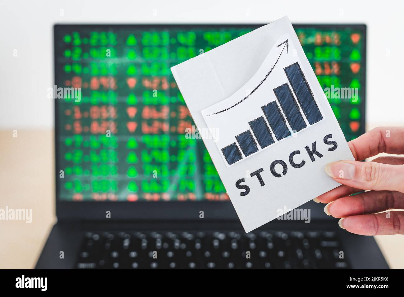 concept of trading stocks online, chart with Stock text in front of ...