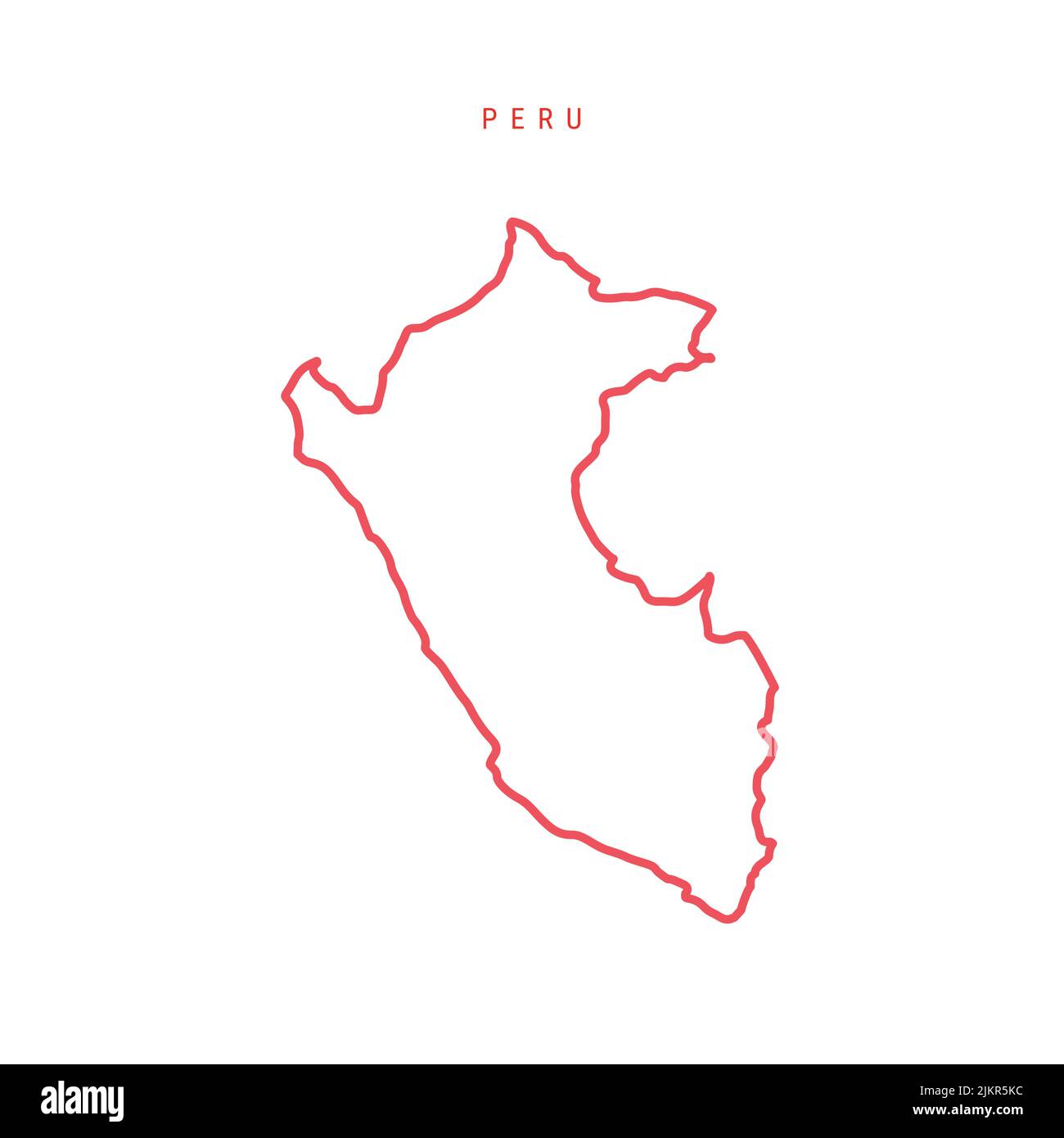 Peru editable outline map. Peruvian red border. Country name. Adjust ...
