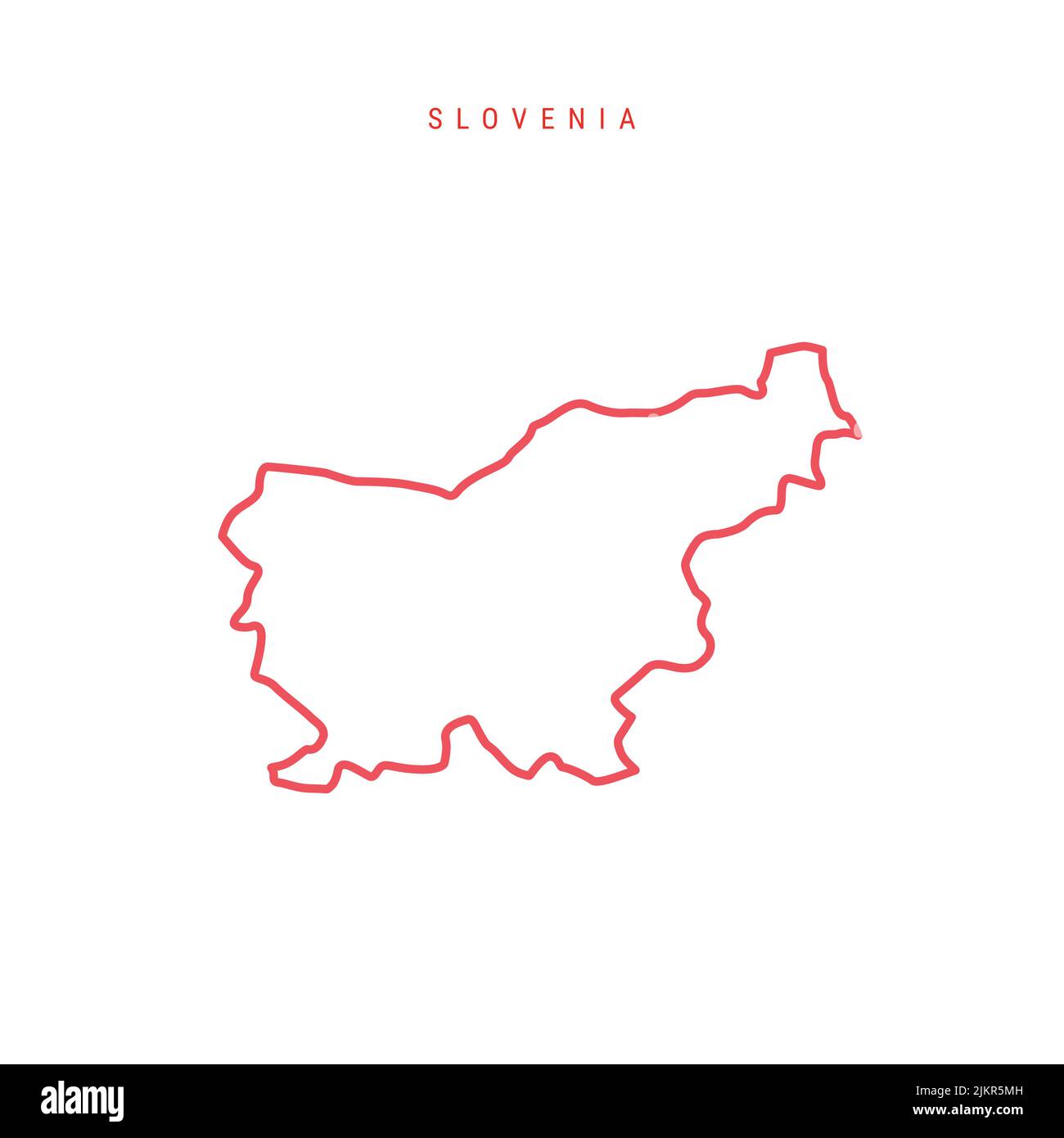Slovenia editable outline map. Slovenian red border. Country name. Adjust line weight. Change to ...