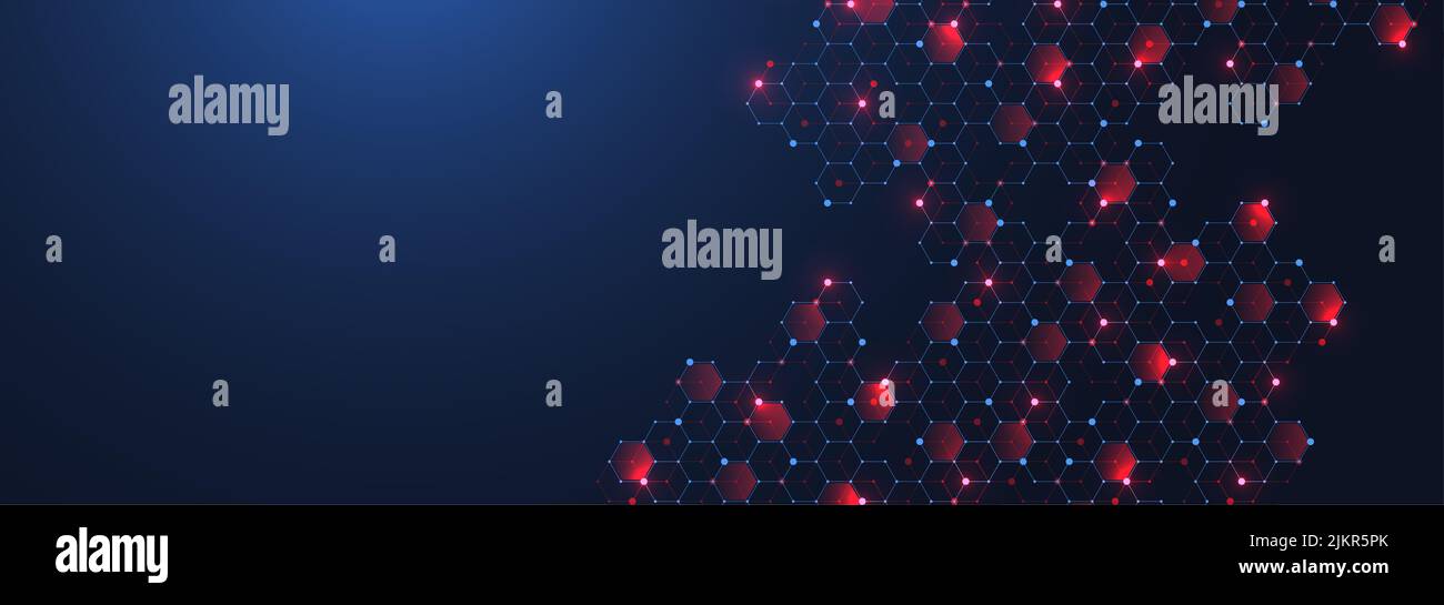 Technology abstract lines and dots connect background with hexagons ...