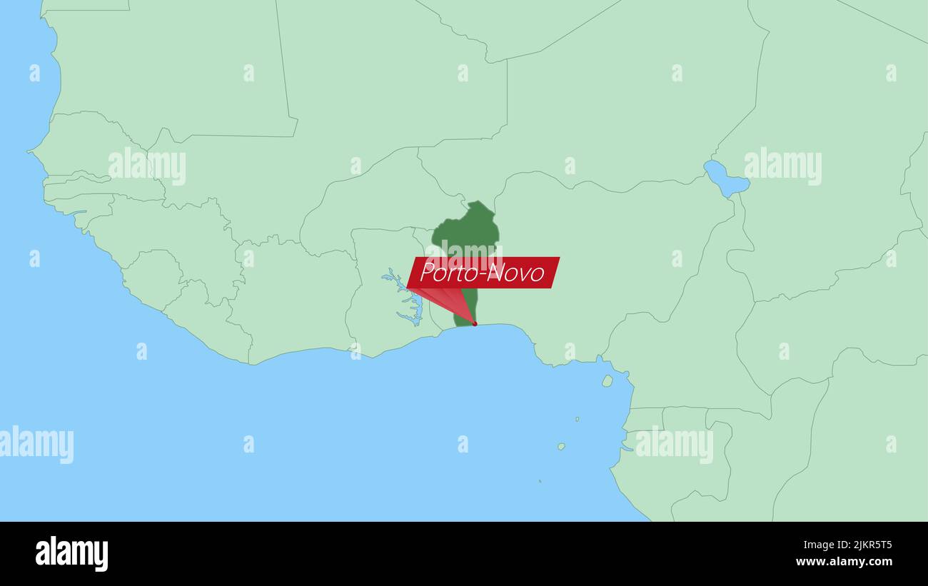 Map Of Benin With Pin Of Country Capital Benin Map With Neighboring