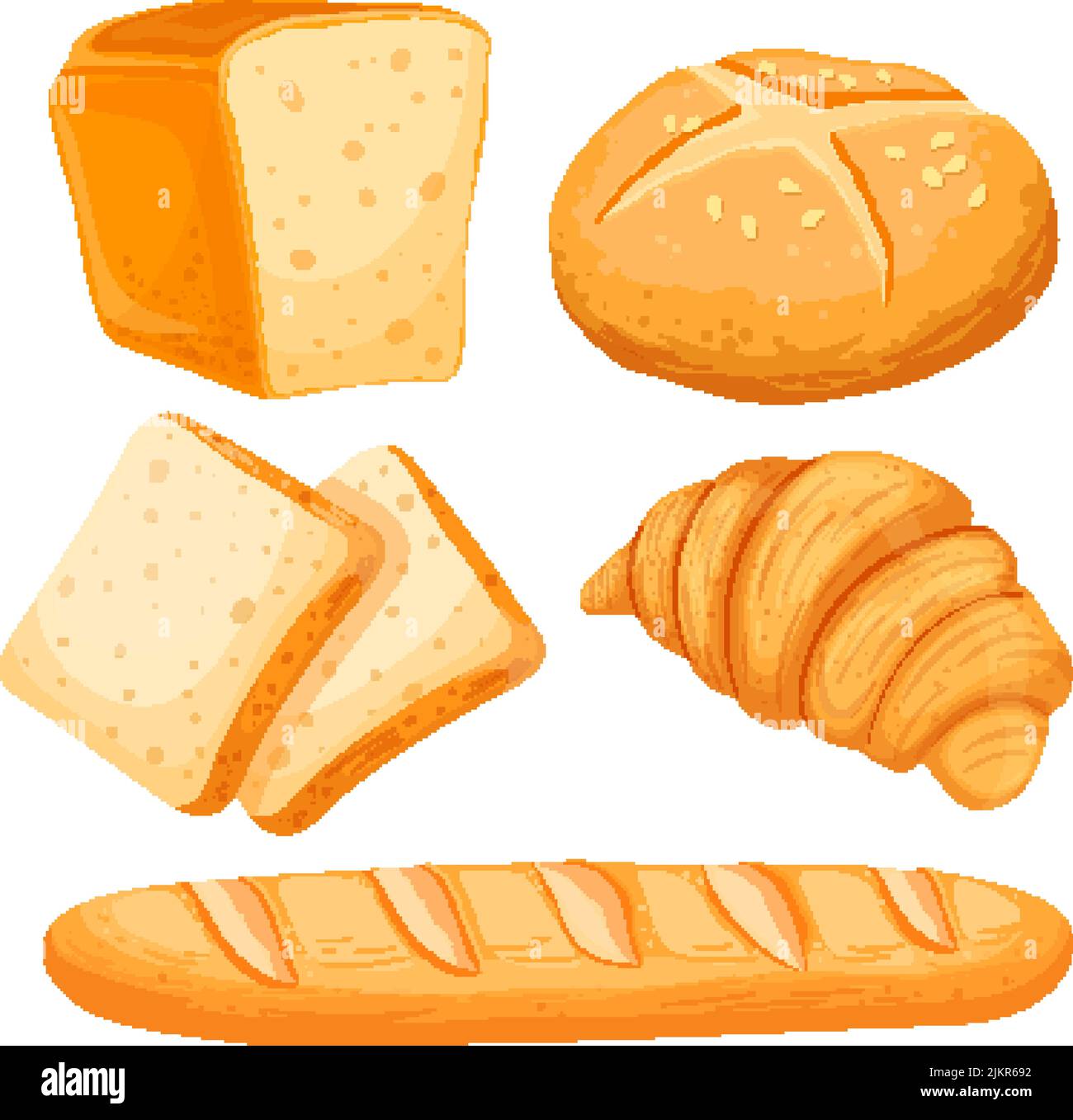 bread food bakery set cartoon vector illustration Stock Vector Image ...