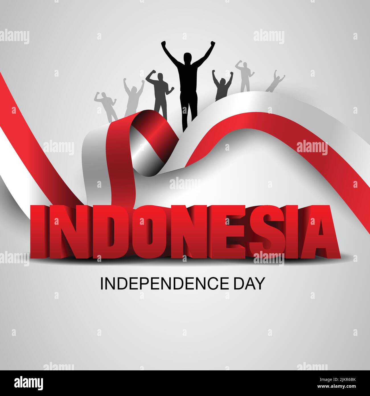17th August happy independence day Indonesia with waving flag. vector ...
