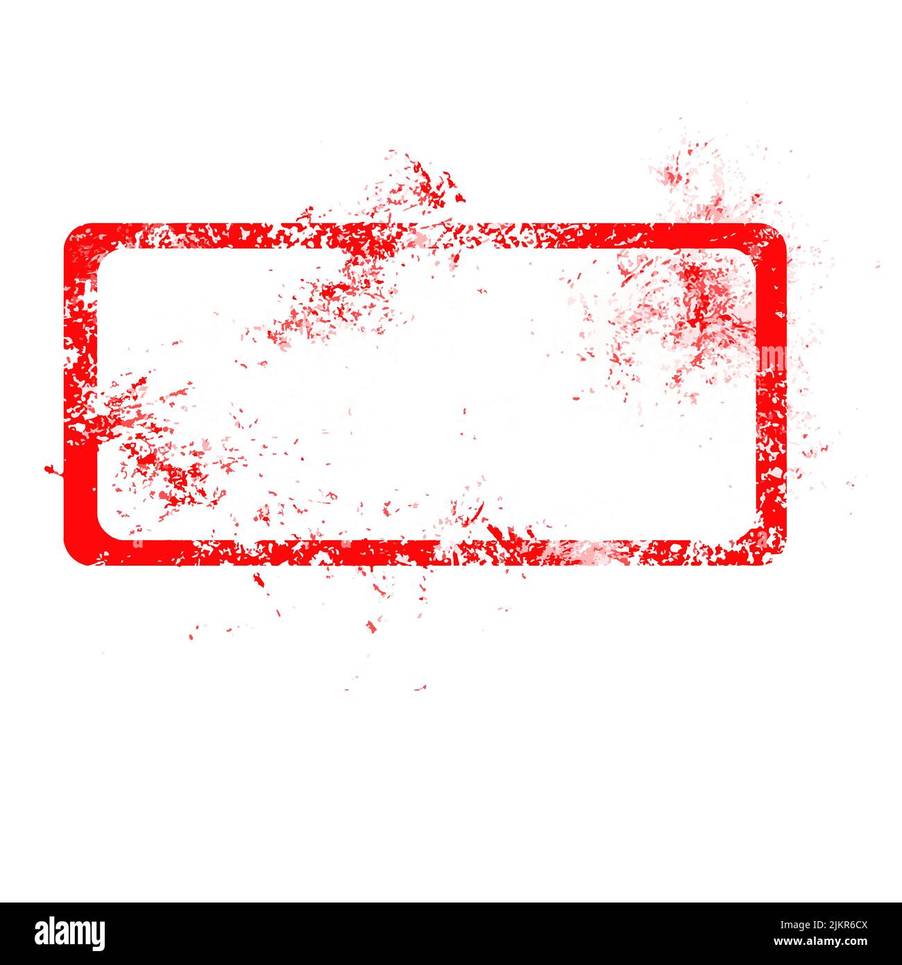 red dirty blank rectangular with copy space isolated on white ...