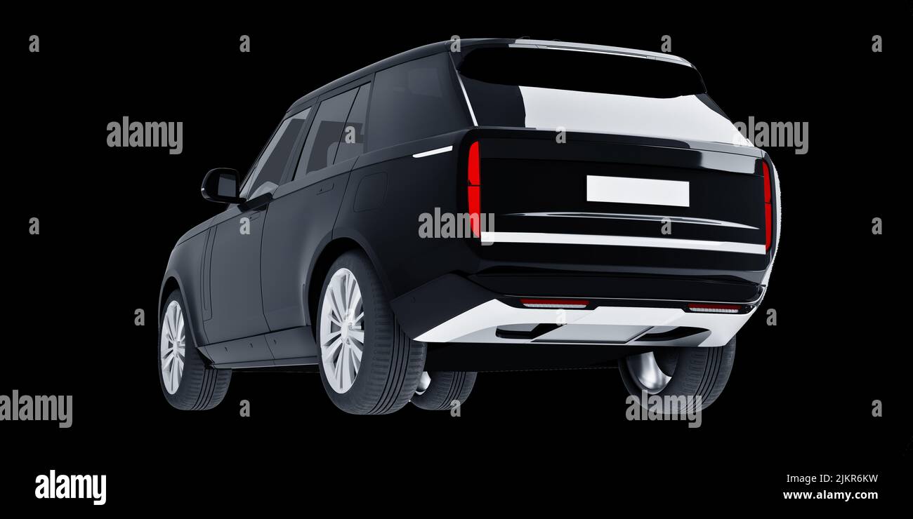 black SUV isolated on back background 3d model Stock Photo - Alamy