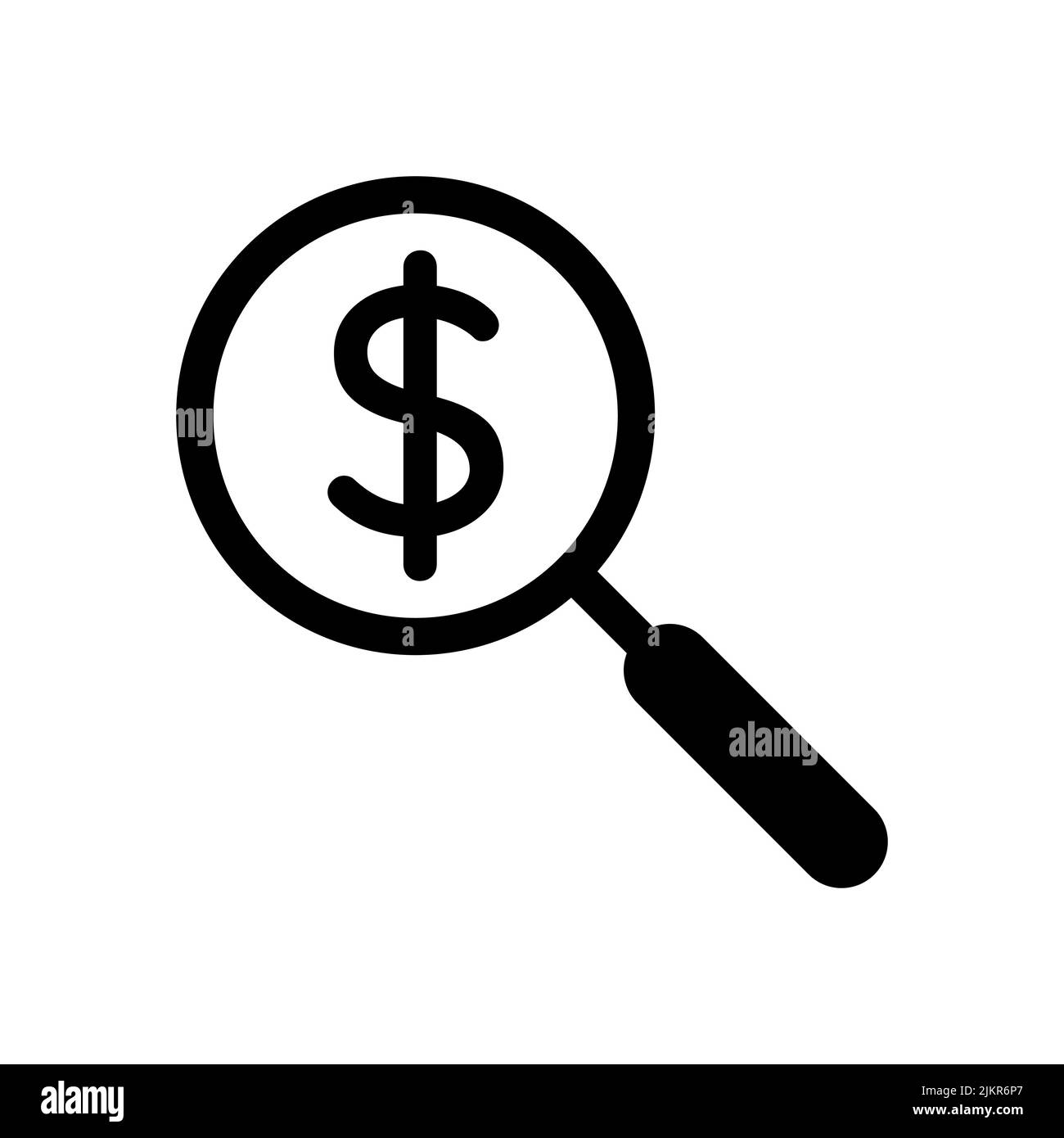 Magnifier find money icon Black and White Stock Photos & Images - Alamy