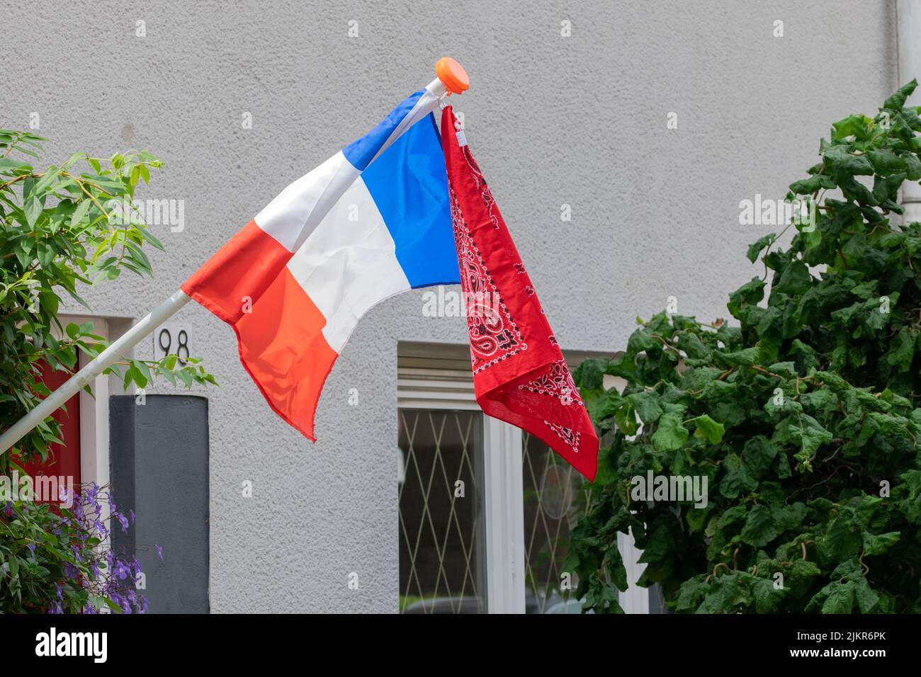 Close Up Handkachief With A Dutch Flag Upside Down In Protest For The ...