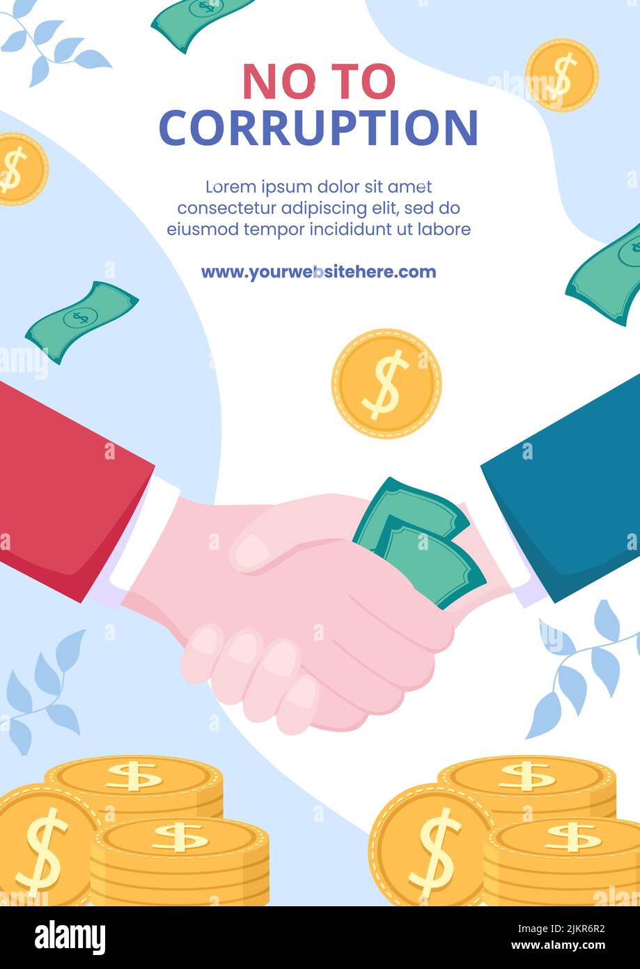 Anti Corruption Flyer Template Flat Cartoon Background Vector ...
