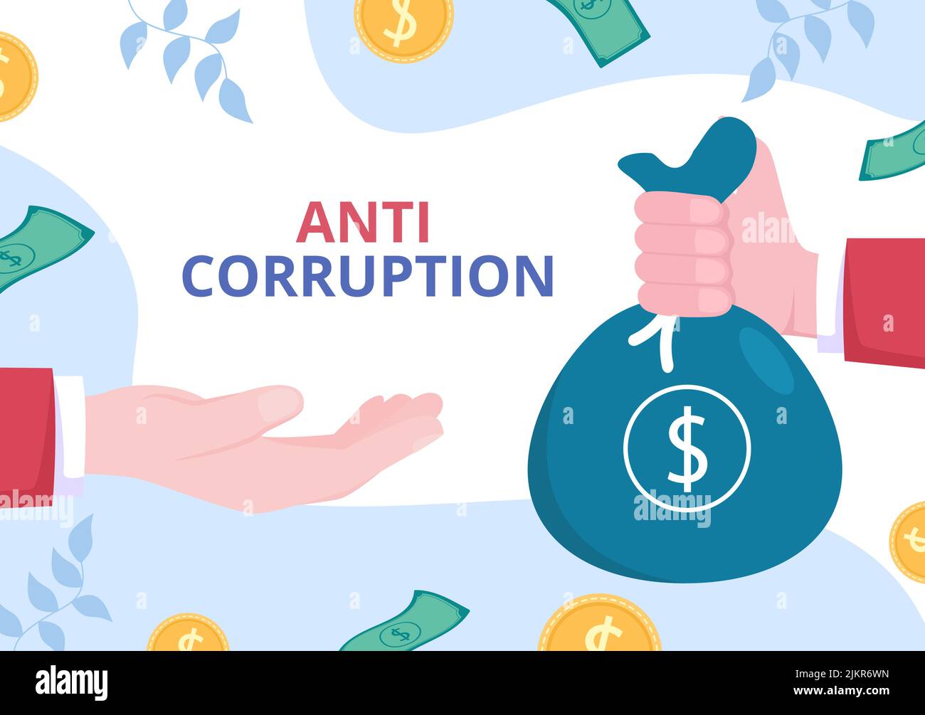 Anti Corruption Background Template Flat Cartoon Vector Illustration ...
