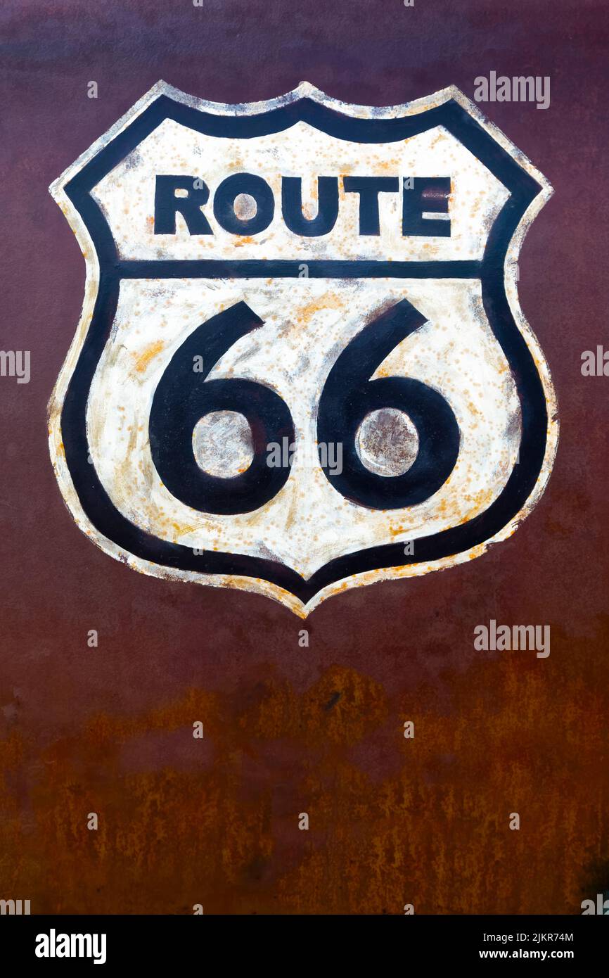 Rustic Route 66 Sign with copy space below Stock Photo - Alamy