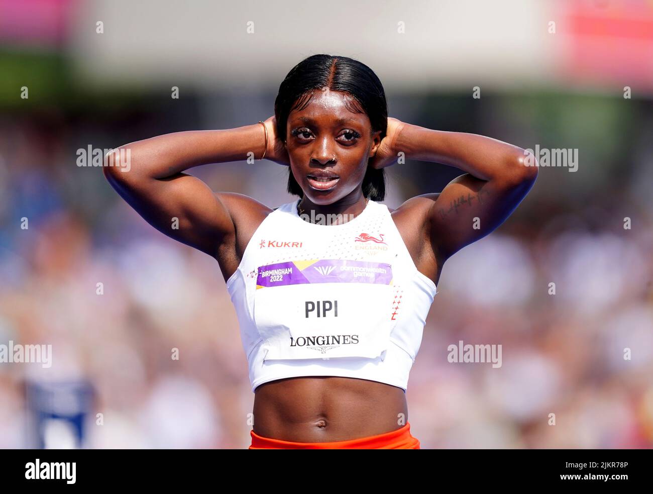 England's Ama Pipi after finishing first in Heat 4 of the Women's 400m ...