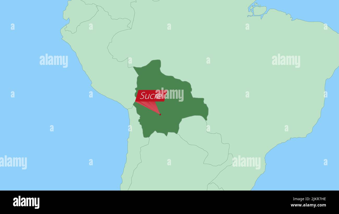 Map of Bolivia with pin of country capital. Bolivia Map with ...