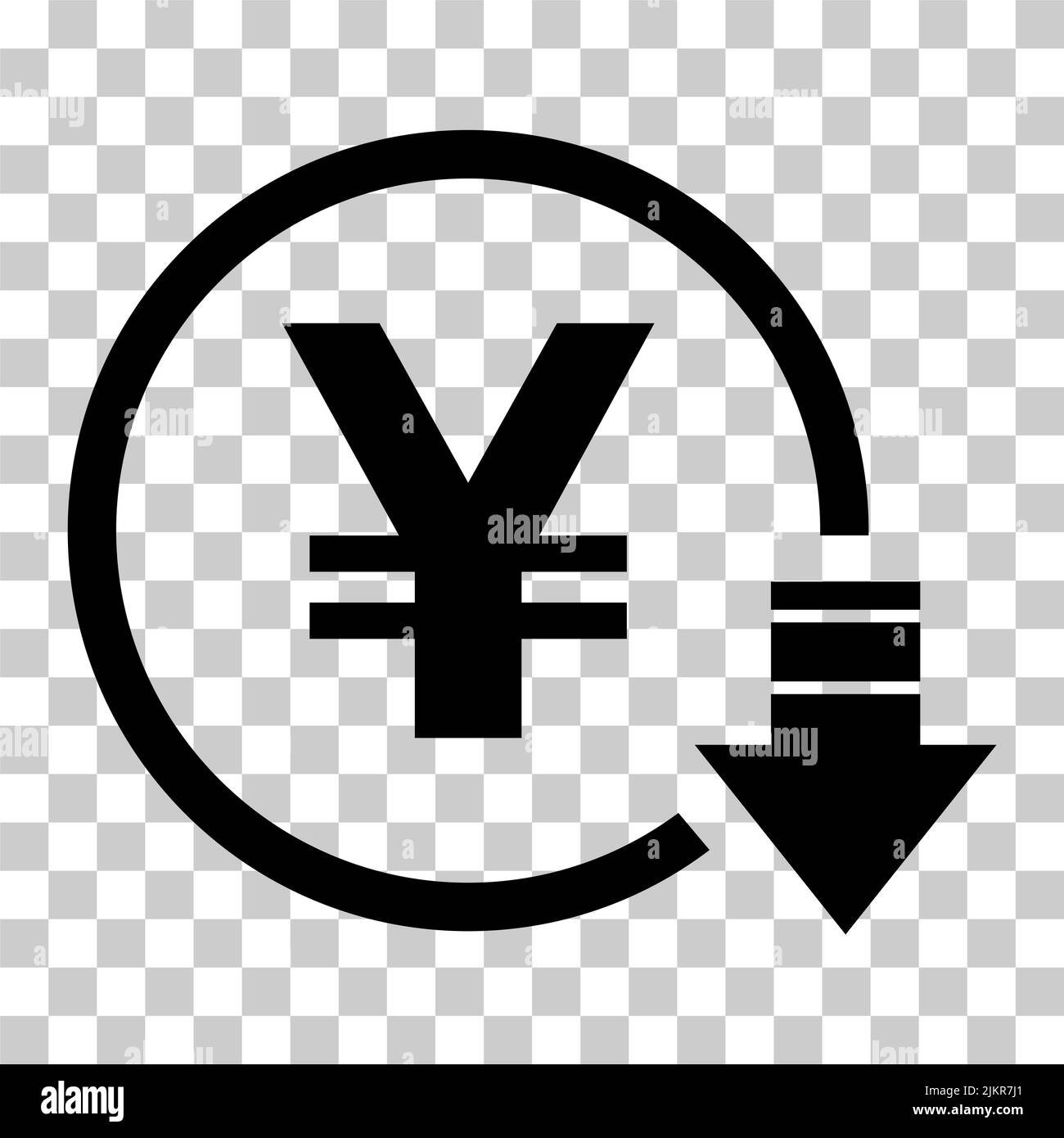 Cost reduction- decrease yuan icon. Vector symbol image isolated on ...
