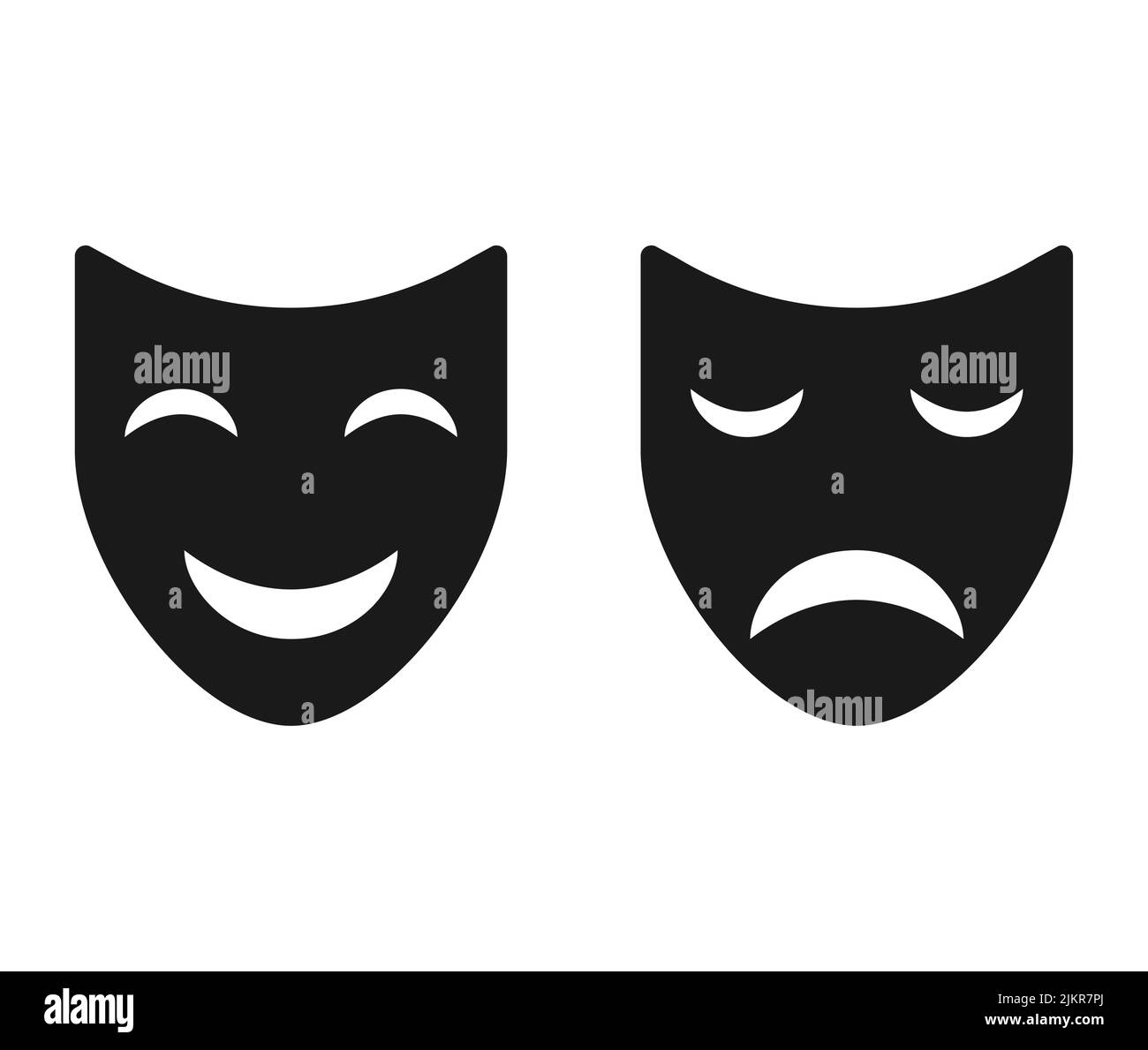 Set of Theater face mask icon, emotion actor comedy and drama symbol ...