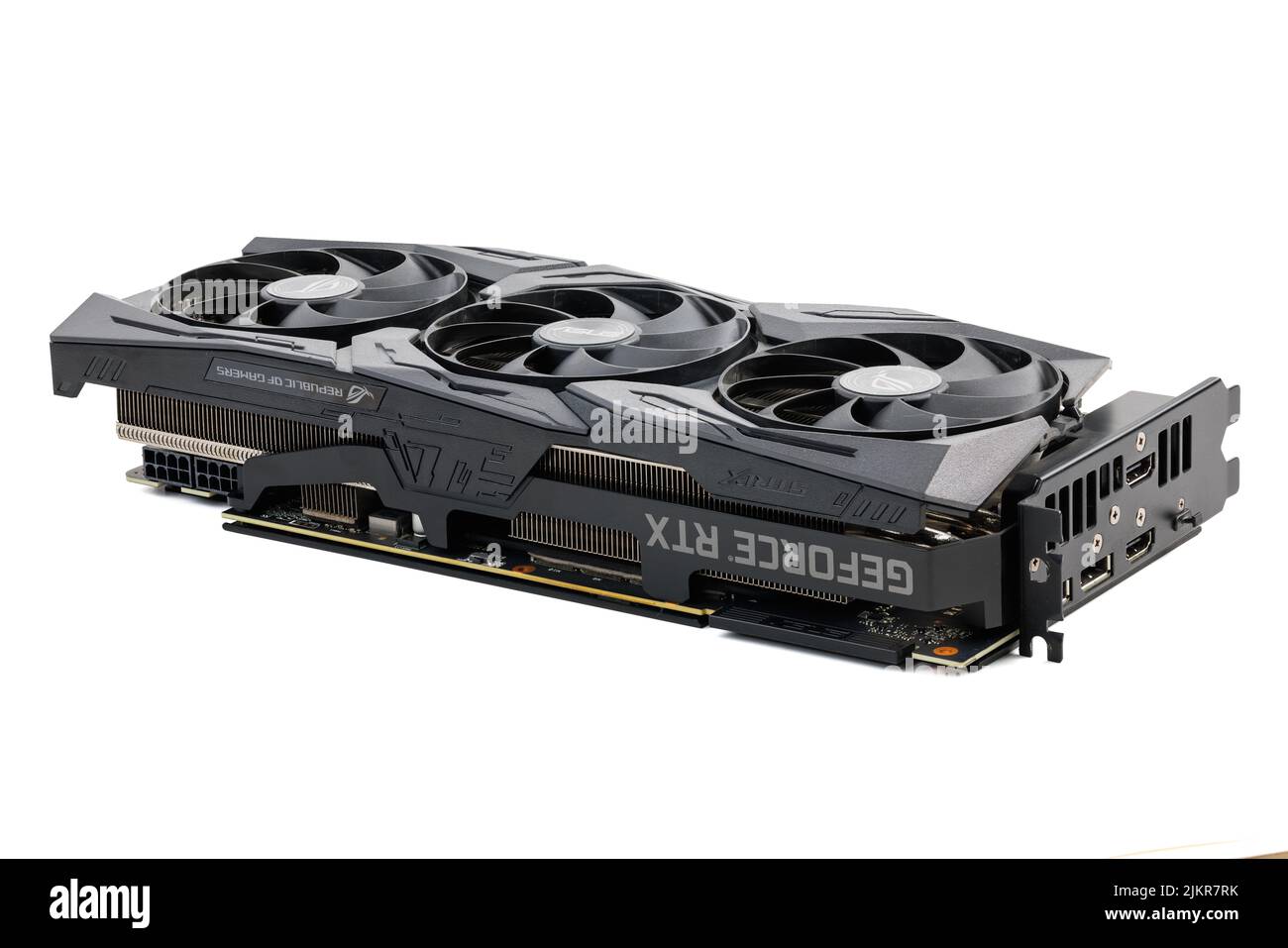 big black contemporary gaming graphics card isolated on white ...