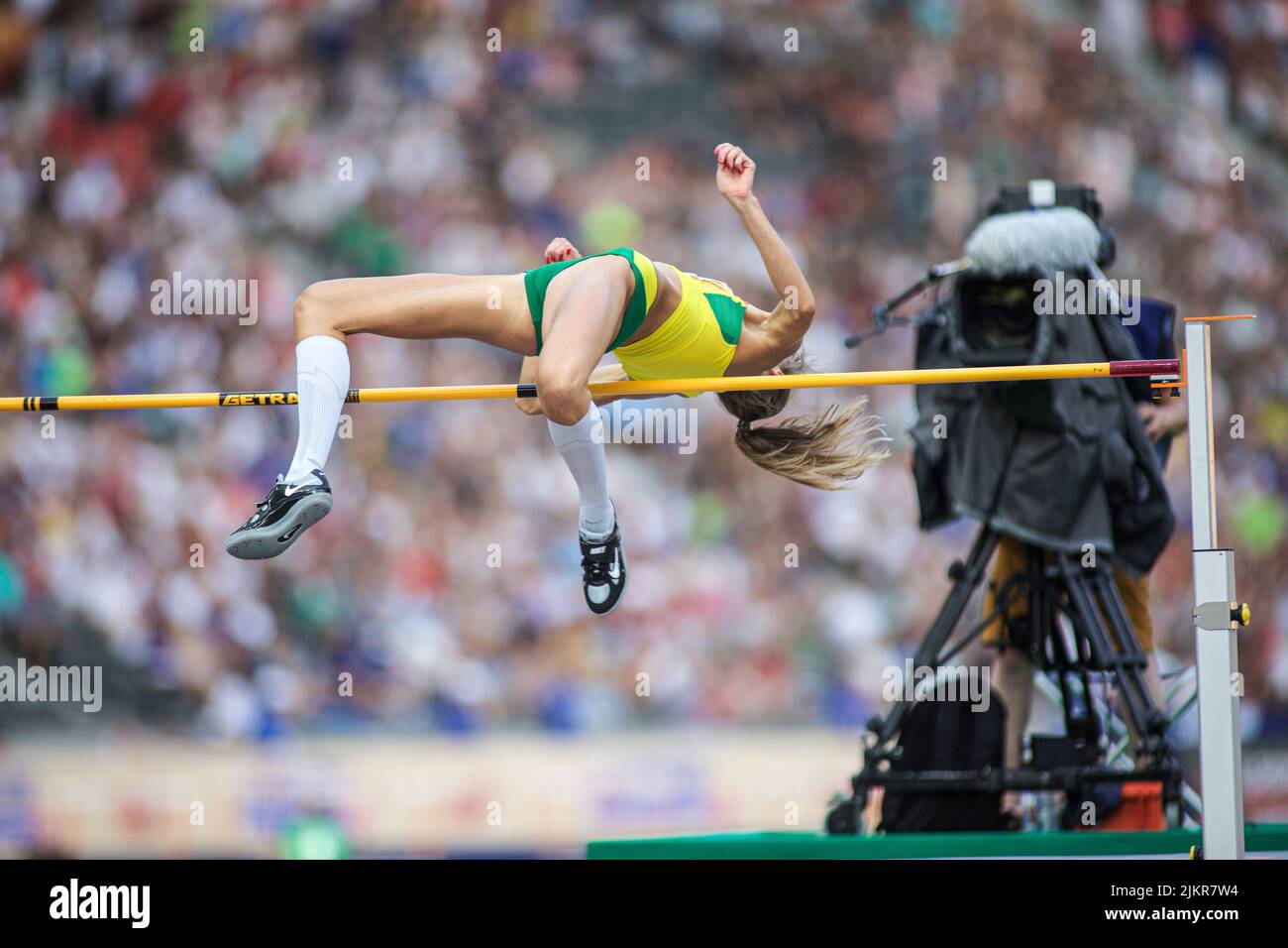 Airinė Palšytė participating in the high jump at the European Athletics ...