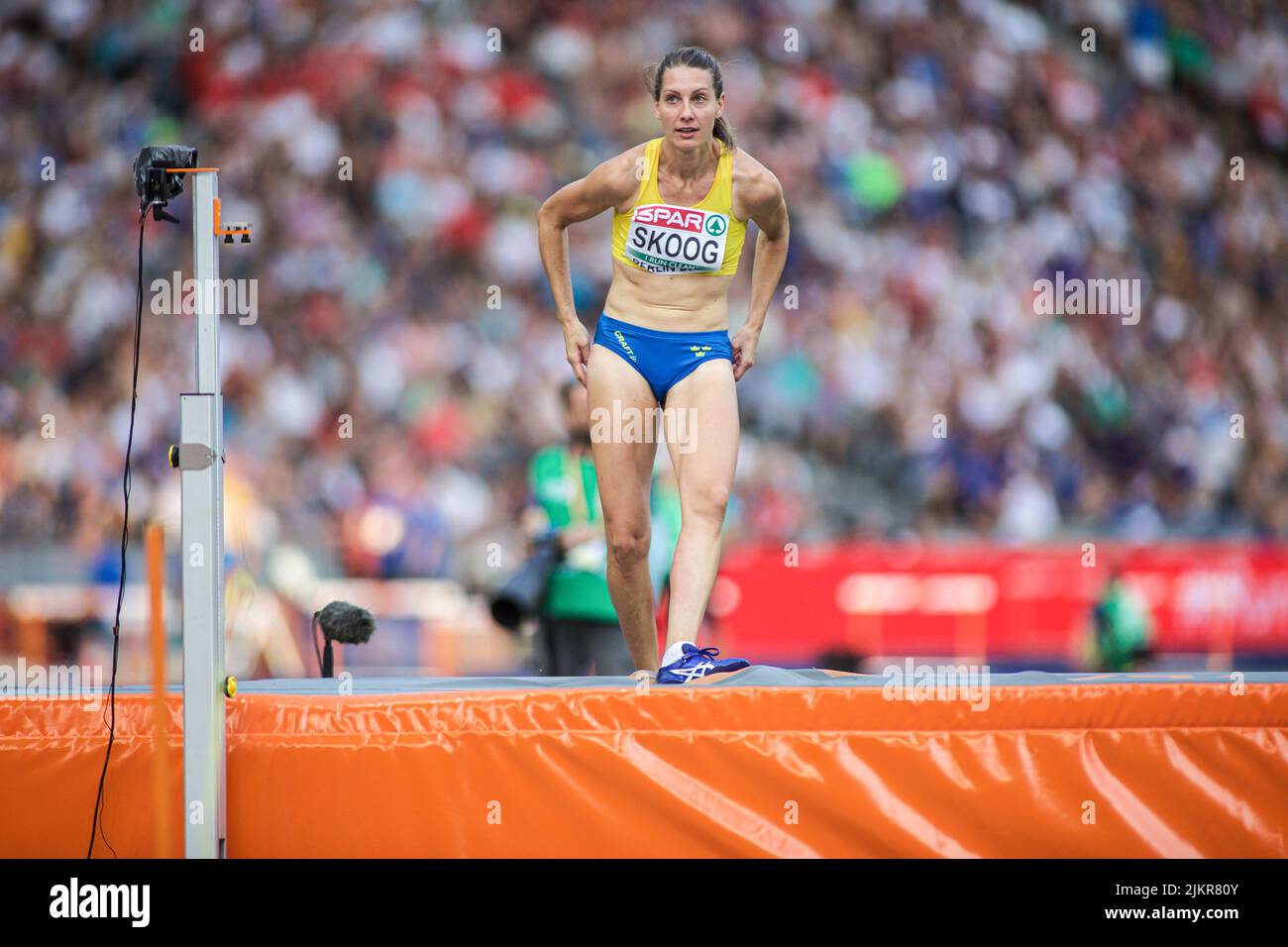 Sofie Skoog participating in the high jump at the European Athletics ...
