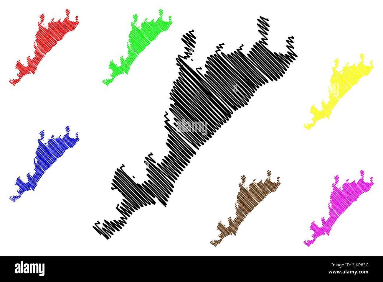 Rano island (Kingdom of Sweden) map vector illustration, scribble ...