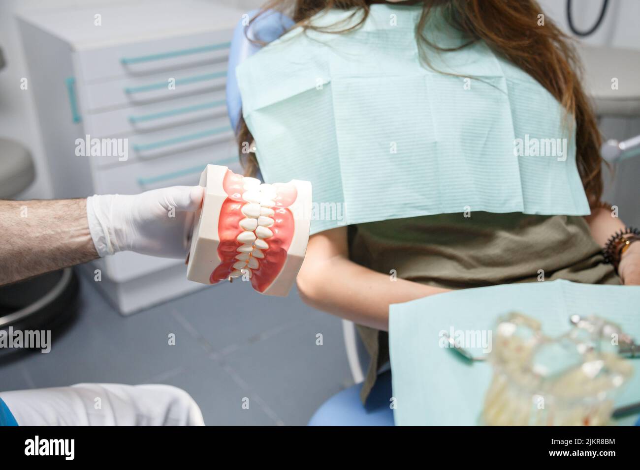 Professional doctor demonstration process of healthy teeth brushing to ...