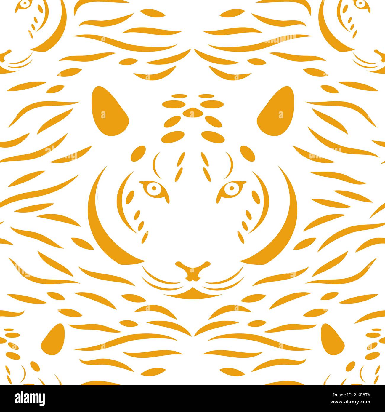 Tiger. Head, fur texture. Seamless pattern. Cartoon style Stock Vector ...