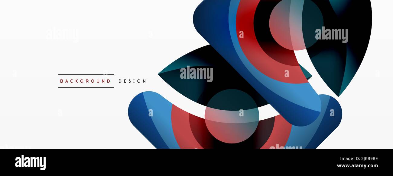 Abstract background with color geometric shapes. Beautiful minimal backdrop with round shapes ...