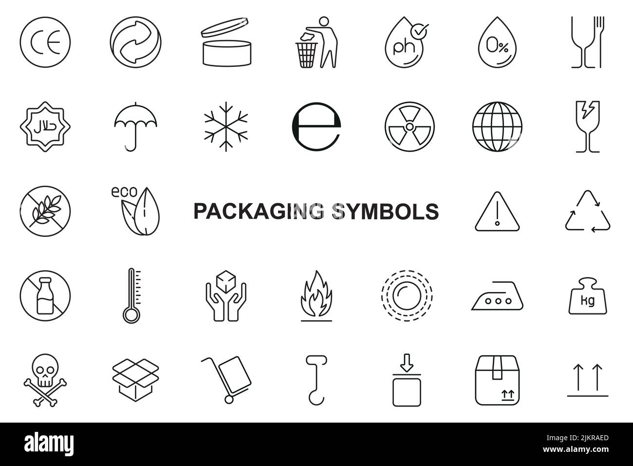 Packaging symbols - Editable stroke on white background Stock Vector ...