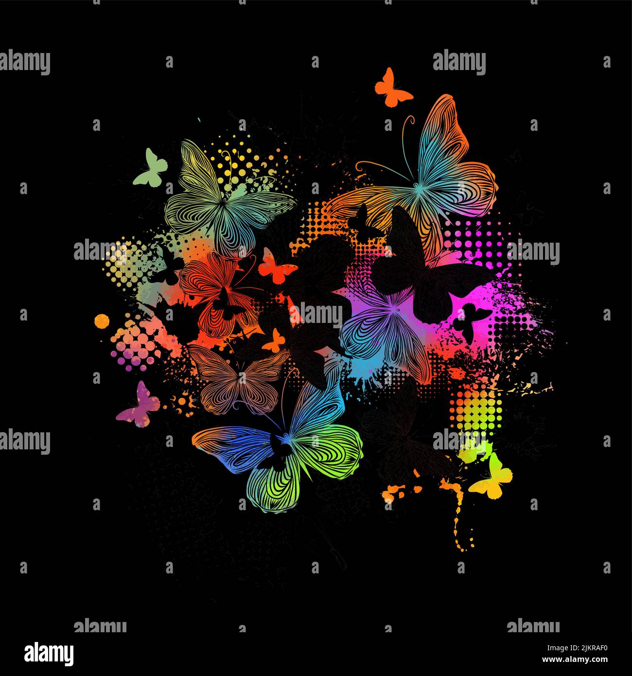 Abstract rainbow butterflies. Vector illustration Stock Vector Image ...