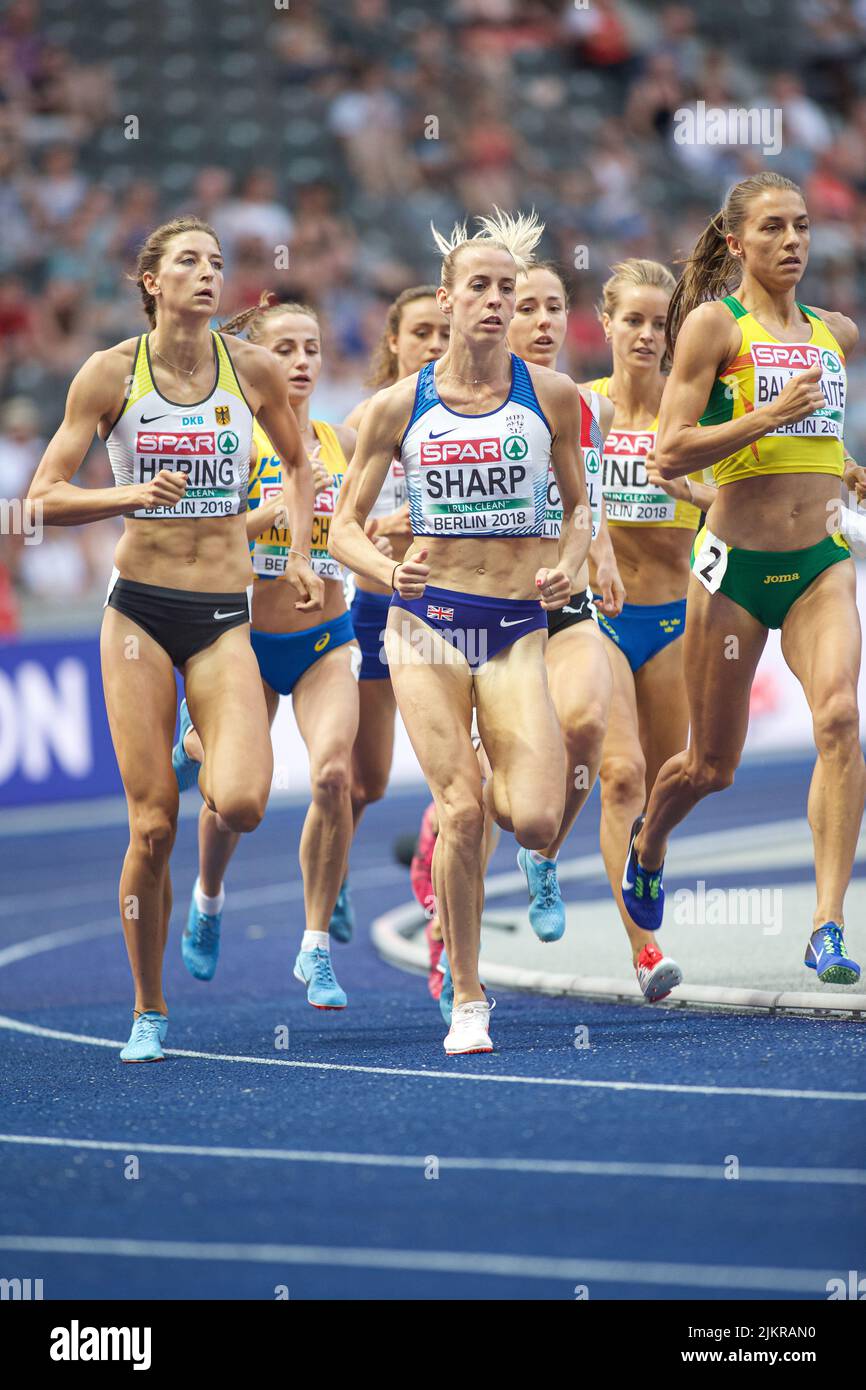 Lynsey Sharp participating in the 800 meters at the European Athletics Championships in Berlin ...
