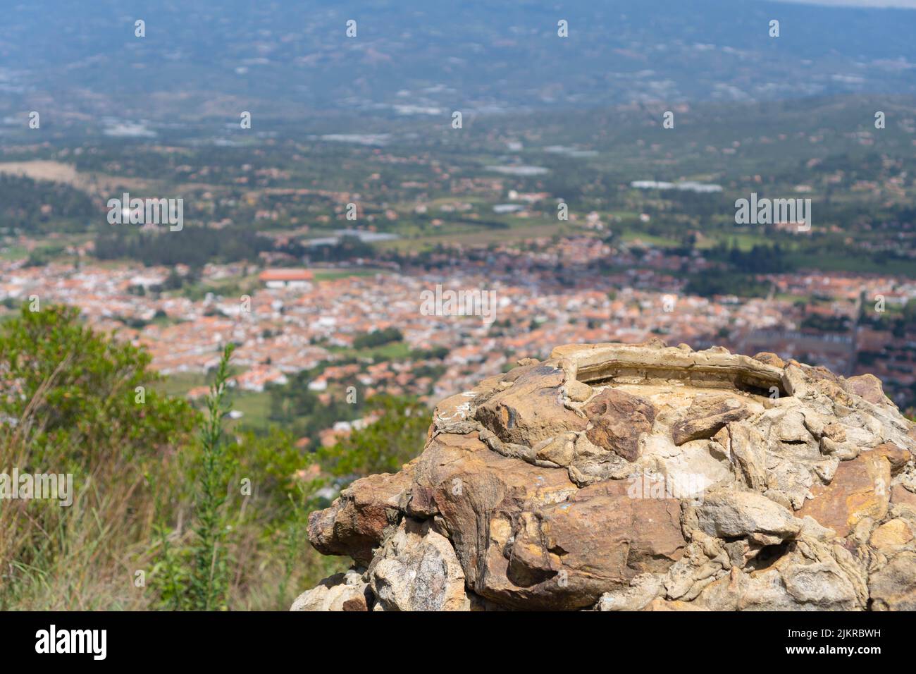 El Santo viewpoint. Urban landscape of Boyacá in Colombia, South ...