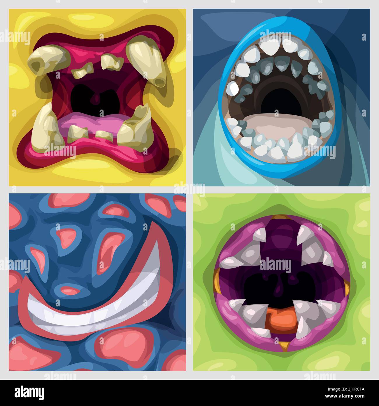 colorful cartoon style monsters mouths in set Stock Vector Image & Art - Alamy
