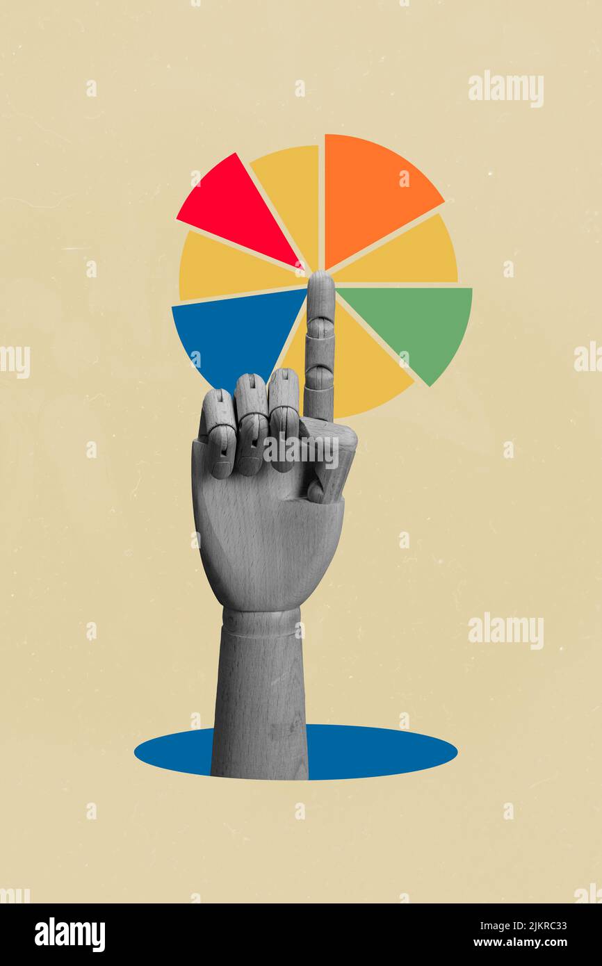 Vertical poster collage of wooden hand index up wear isolated on ...