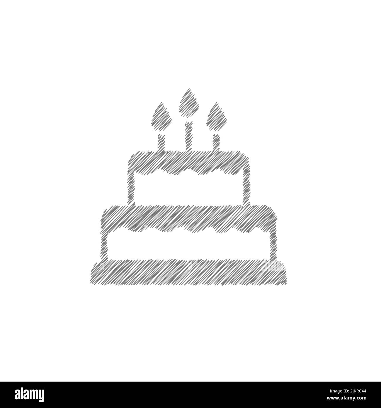 Cake grey sketch vector icon 2. Cake for birthday celebration with ...