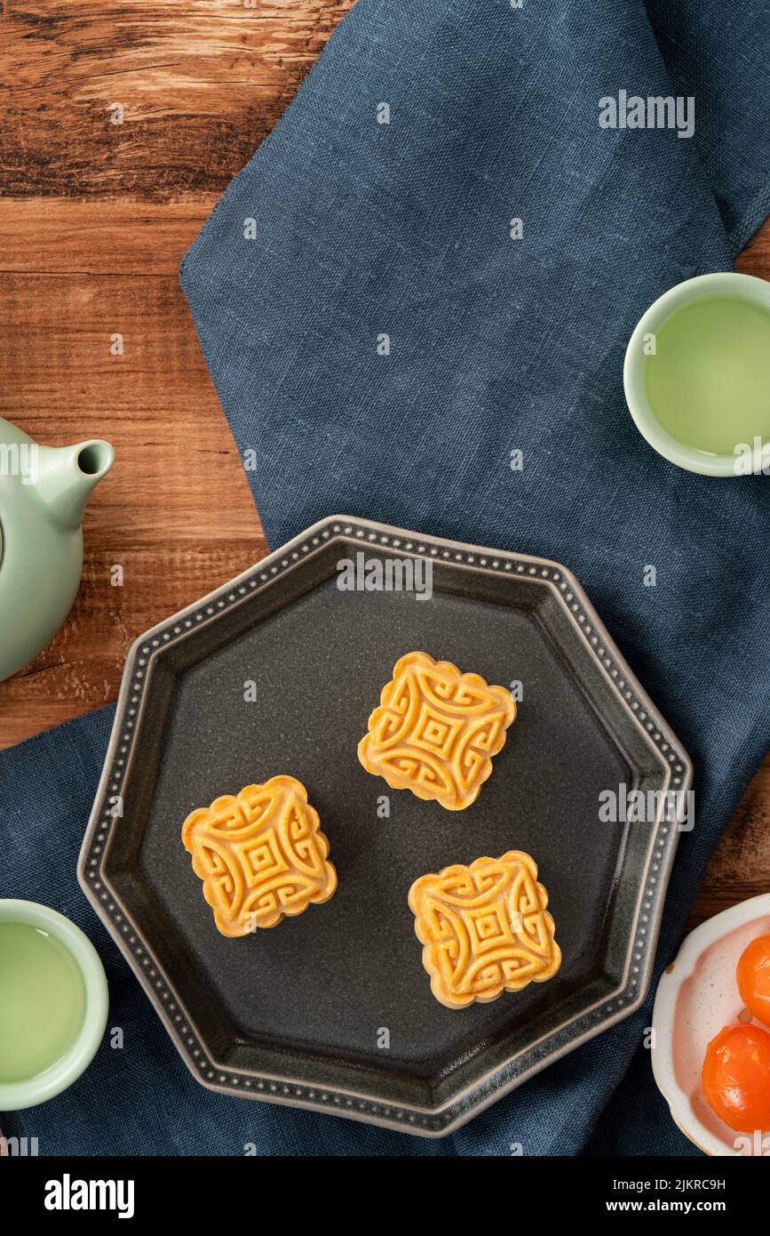 Delicious mung bean moon cake for Mid-Autumn Festival food mooncake on ...