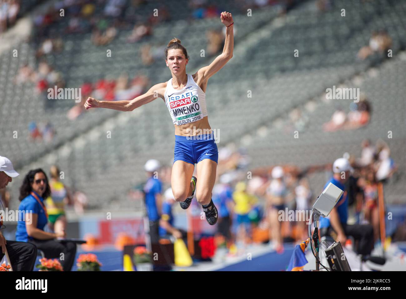 Hanna Minenko participating in the triple jump at the European ...